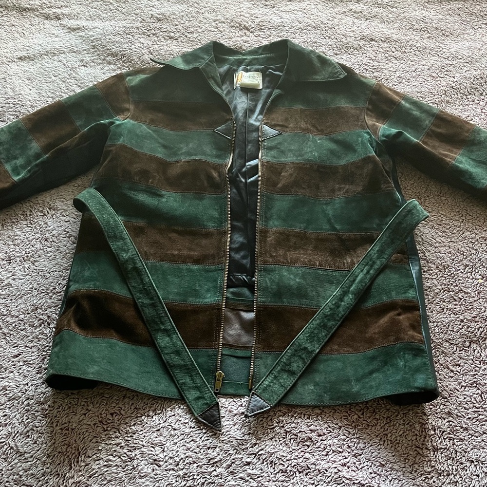 Rare 1970s Stripe Lindzon Canada Genuine Leather Coat - Gem